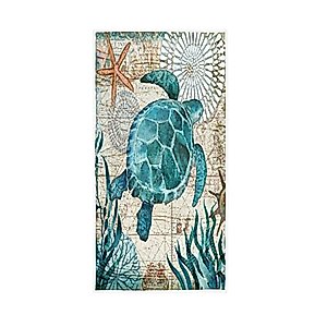CHSIN Vintage Ocean Sea Turtle Starfish Map Hand Towels Soft Absorbent Quick Dry Towel Hign Quality Hanging Towels for Bathroom, Gym, Swimming Pool, Running 30x15inch 21210182