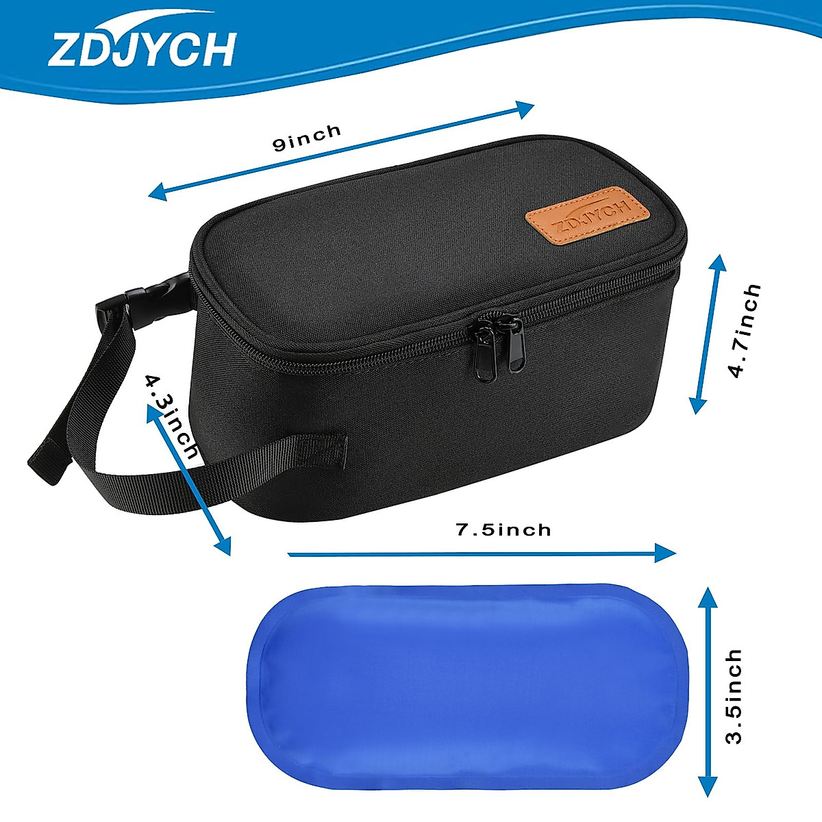 ZDJYCH BreastMilk Cooler Bag With IcePack,Refrigerate 4-6 Bags of Breastmilk,Portable Insulated Breast Milk Storage Cooler travel bag For Nursing Mom Daycare,Small,Gray