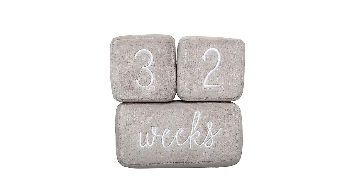 Pearhead Baby Plush Milestone Blocks Set of 3 for Newborn Photos