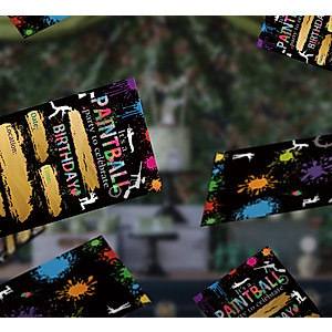 shupai Paintball Themed Birthday Party Invitations(25 Invitation + 25 Envelopes), Kids Birthday Invitations(H10H)