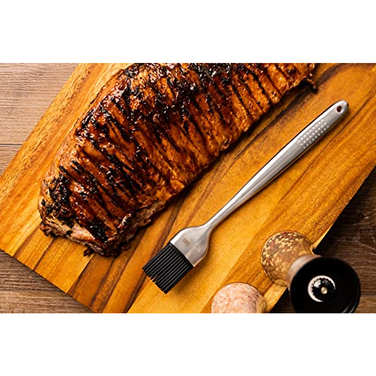 GRILLHOGS Silicone Sauce Basting Brush, Premium Stainless Steel Handles, Pastry & Barbecue Grilling, Dishwasher Safe & Heat Resistant, Set of 2