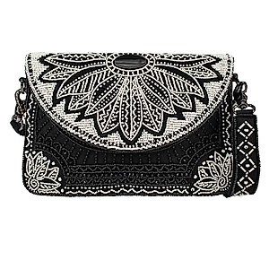 Mary Frances Back to Nature Shoulder Handbag, Black