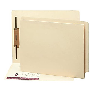 Smead End Tab Pocket Folder with Fastener, Straight-Cut Tab, 1 Pocket, Letter Size, Manila, 50 per Box (34100)
