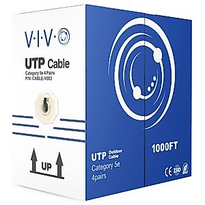 VIVO Black 1,000ft Bulk Cat5e, CCA Ethernet Cable, 24 AWG, UTP Pull Box, Cat-5e Wire, Waterproof, Outdoor, Direct Burial, CABLE-V003