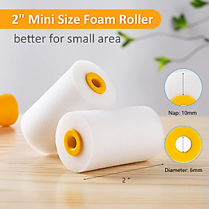 Mister Rui Foam Paint Roller, 2 Inch Mini Paint Roller Kit 9 Pack, Small Paint Roller with Tray and Liner, Small Paint Rollers 2 Inch, Mini Rollers for Painting Furniture, Stenciling, Art Crafts