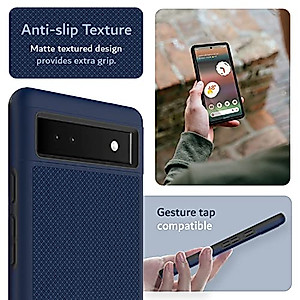 TUDIA DualShield Grip Designed for Google Pixel 6a Case (2022), [MergeGrip] Shockproof Military Grade Dual Layer Slim Raised Edge Protection for Pixel 6a - Indigo Blue