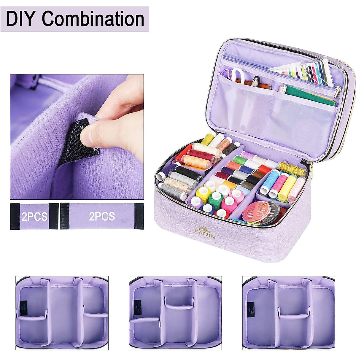 Sewing Supplies Organizer, Double-Layer Sewing Box Organizer Accessories Storage Bag, Large Sewing Basket Water Resistant Travel Women Sewing Gifts for Kit, Scissors, Thread, Pins, Needles, Clips
