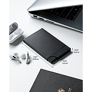 VULKIT Pop up Credit Card Holder Minimalist Metal Business Card Case RFID Blocking Front Pocket Wallet for Men or Women(Black)