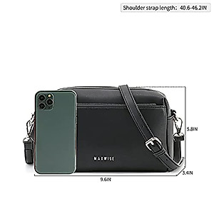 MAXWISE Shoulder Bags PU Leather Side Purse Crossbody Purses for Women Triple Zip Small Crossbody Bag for women,Cell Phone Purse Shoulder Handbag Wallet(Black)