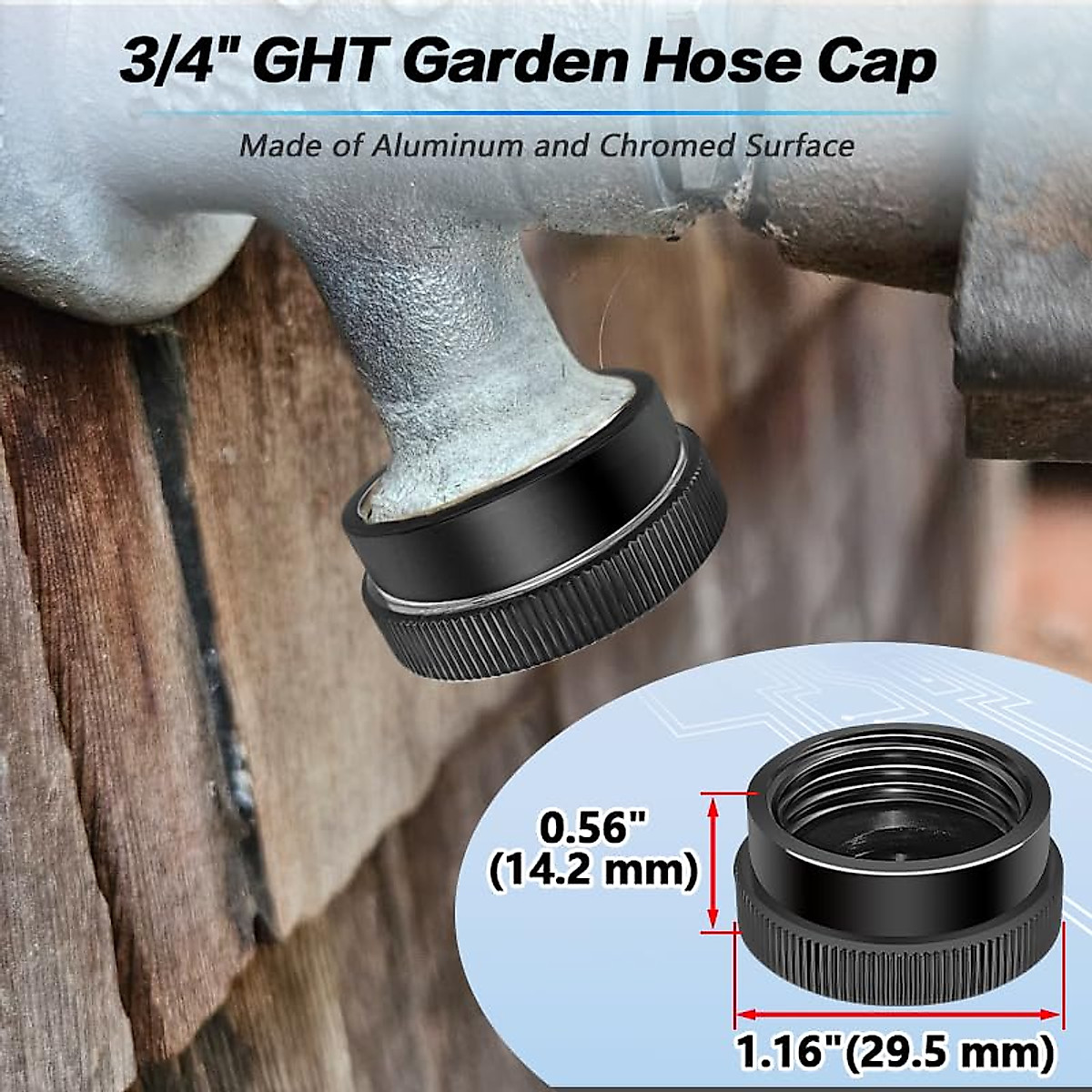 Langina Vacuum Breaker Replacement Kit, ASSE 1019-A Vacuum Breaker Repair Kit, Anti Siphon Valve Repair Kit, Outdoor Faucet repair kit(Black) with 1PCS 3/4" Outdoor Faucet Cap(Black)