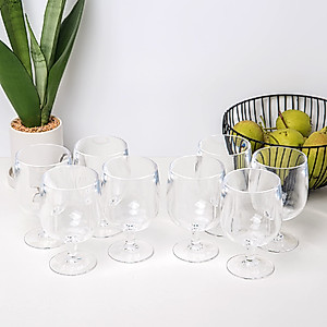 Unbreakable 9-ounce Acrylic Plastic Red Wine Glass - Shatterproof, Reusable, Dishwasher Safe Drink Glassware (Set of 4) (Clear, 8)