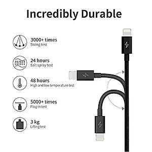 ROMOSS Multi USB Charging Cable - 5FT Nylon Braided 2 in 1 Fast Charger Micro USB Cable Compatible for iPhone, iPad, Airpods Earphone, Galaxy S7 J7 Note 5, Fire Tablets and PS4