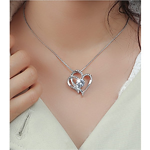REJOY24 Heart Pendant Goodluck Necklace made of Brass, Platinum Plated coating with Shiny Rhinestone (Box included)