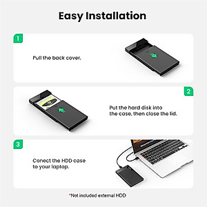 UGREEN 2.5" Hard Drive Enclosure USB 3.0 to SATA III Adapter Supports 2.5 Inch SSD & HDD 9.5mm 7mm External Hard Drive Enclosure with UASP Compatible with WD Seagate Toshiba Samsung Hitachi - Black