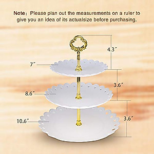 White round plate 3 tiered serving stand tray cake stands cupcake holder dessert stand table decorations for party Kids Birthday Tea Party Baby Shower set of 2