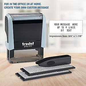 Trodat Printy 4912 Self Inking Pastel Blue Do it Yourself (DIY) 4 line Personalized Custom Message or Address Stamp kit with Black Ink, Impression Size: 3/4” x 1-7/8” inch