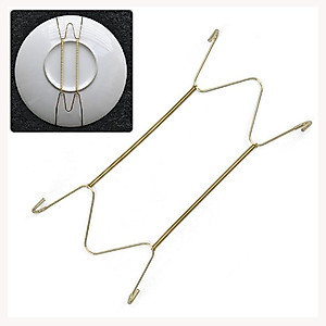 Wall Display Plates Hanger,Metal Dismountable Fixed Dish Golden Art Plate Dish Hanger Decoration Crafts Dish Spring Holder Securing Clip(8 inch)