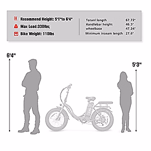Axiniu Electric Bike for Adults, 20" x 4.0 Fat Tire Electric Bicycle, 500W Folding Ebike with 36V Removable Battery, 25MPH Shimano 7-Speed Bike for Commuting Mountain Beach Snow
