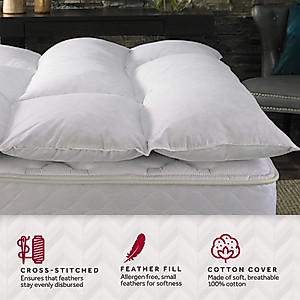 Marriott Featherbed - Soft, Plush Mattress Topper Filled with Allergen-Free Feathers - King