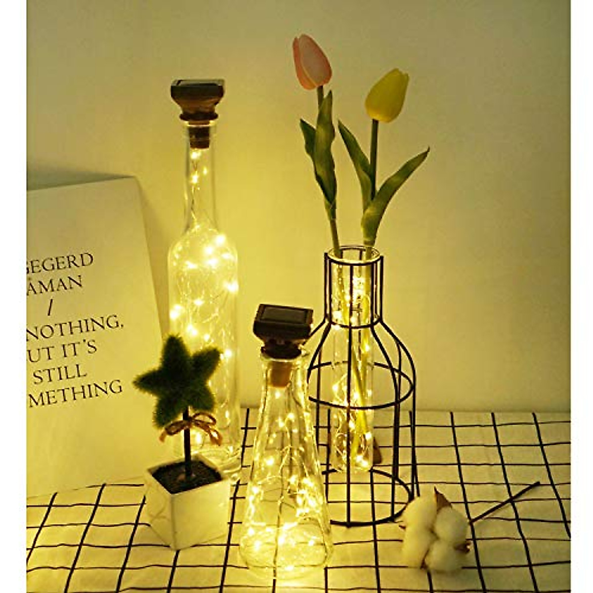 Decorman 10 Pack Solar Wine Bottle Lights 20 LEDs Waterproof Fairy Cork String Silver Wire Craft Lights for Party, Wedding, Christmas, Holiday, Garden, Patio or Table Decor