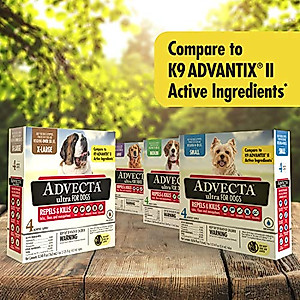 Advecta Ultra Flea and Tick Prevention for Dogs, Dog Flea and Tick Treatment, Waterproof Topical, Fast Acting, Large Dogs (21-55 lbs), 4 Doses