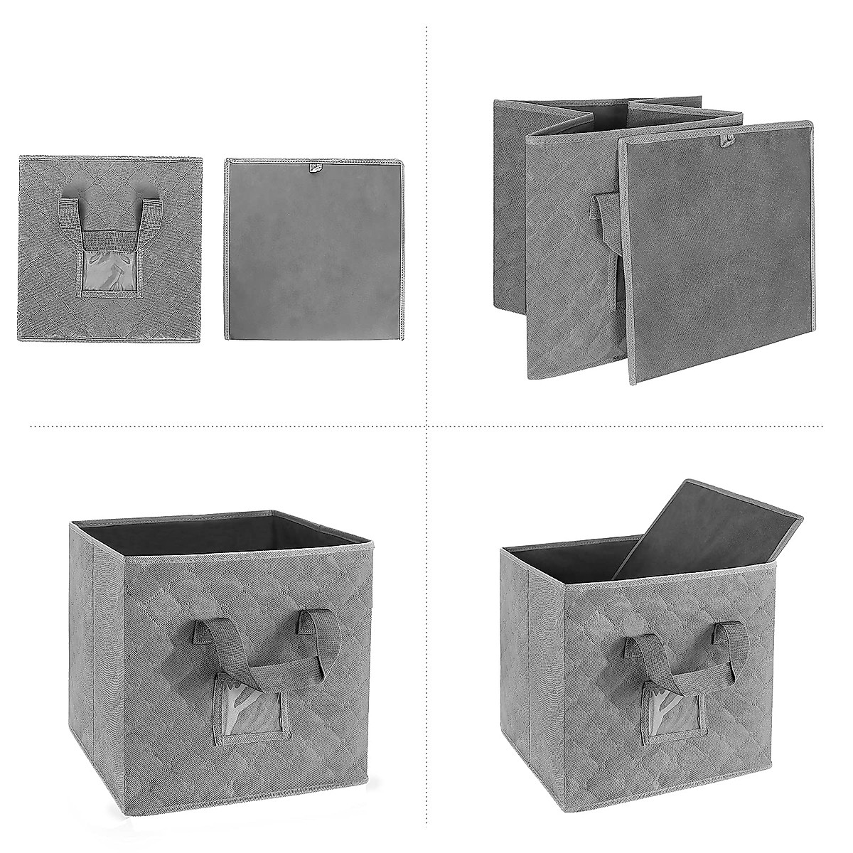 LSNDEE Large Storage Box Organizer, Cloth Storage Bins With Handles, Foldable Fabric Storage Cubes, Closet Organizers For Home And Office, 11.8 "X 11.8 " X 11.8 ", 3 Pack