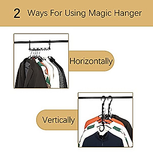 Space Saving Hangers, 8 Pack Black Heavy Duty Plastic Closet Hangers Space Saving, Hanger Organizer for Closet Organizers and Storage, Collapsible Magic Hangers Space Saver (Black)