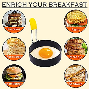 Bulckrew Egg Rings Mold Set, 2PCS Stainless Steel Egg Cooking Rings Cooking Tools, Pancake Mold for frying Eggs and Omelet