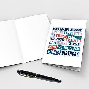 Qiliji Funny Son-In-Law Birthday Card, Happy Birthday Card for Son In Law, Bday Gift for Son In Law, You Are Special You Volunteered To Be In Our Family