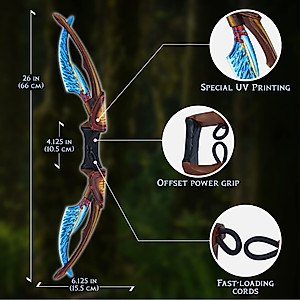 Zing Avatar Neytiri's Ceremonial Bow Pack - 1 Bow and 3 Zonic Whistle Arrows, Officially Licensed Role-Play Bow, Shoots Safe Arrows Over 160ft, Long Range Outdoor Play, Age 14 and Up