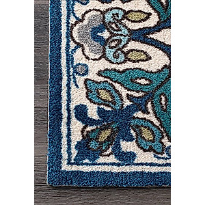 nuLOOM 4-Feet-by-6-Feet Floral Leda Rug - Blue