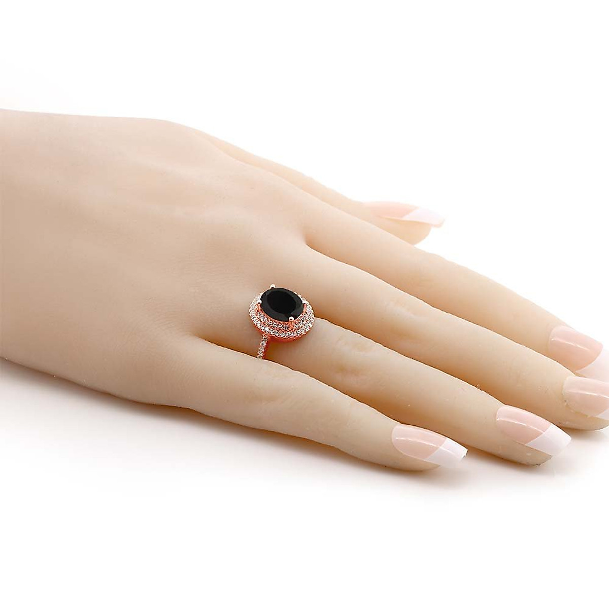 Gem Stone King 18K Yellow Gold Plated Silver Black Onyx Ring For Women (3.80 Cttw, Oval 9X7MM, Gemstone Birthstone, Available in size 5, 6, 7, 8, 9)