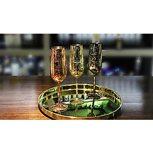 Sky Fish Etching Stainless Steel Champagne Flutes Glass Set of 2, 200ML champagne glasses wedding set for Wedding,Parties and Anniversary (Black Plated)