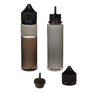 11pcs empty bottle ,10pcs 60ml PET dropper bottle,1pcs 120ml needle bottle with 10pcs Gift Sticker Labels (black-trans + black cap)