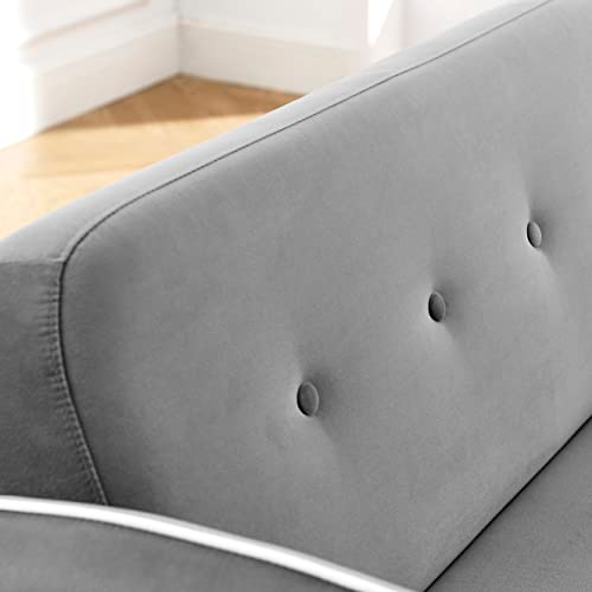 HomSof Adjsutable Backrest and Lumbar Pillows for Apartment Office Living Room Modern 55.5" Pull Out Sleep Bed 2 Seater Loveseats Sofa Couch with Side Pockets, Style C, Grey