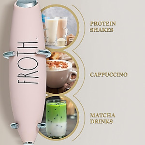 Rae Dunn Milk Frother- Handheld Electric Drink Mixer, Handheld Electric Milk Frother, Coffee Frother, Hand Blender, Frappe Maker, Handheld Latte Maker Milk Foamer (Pink)
