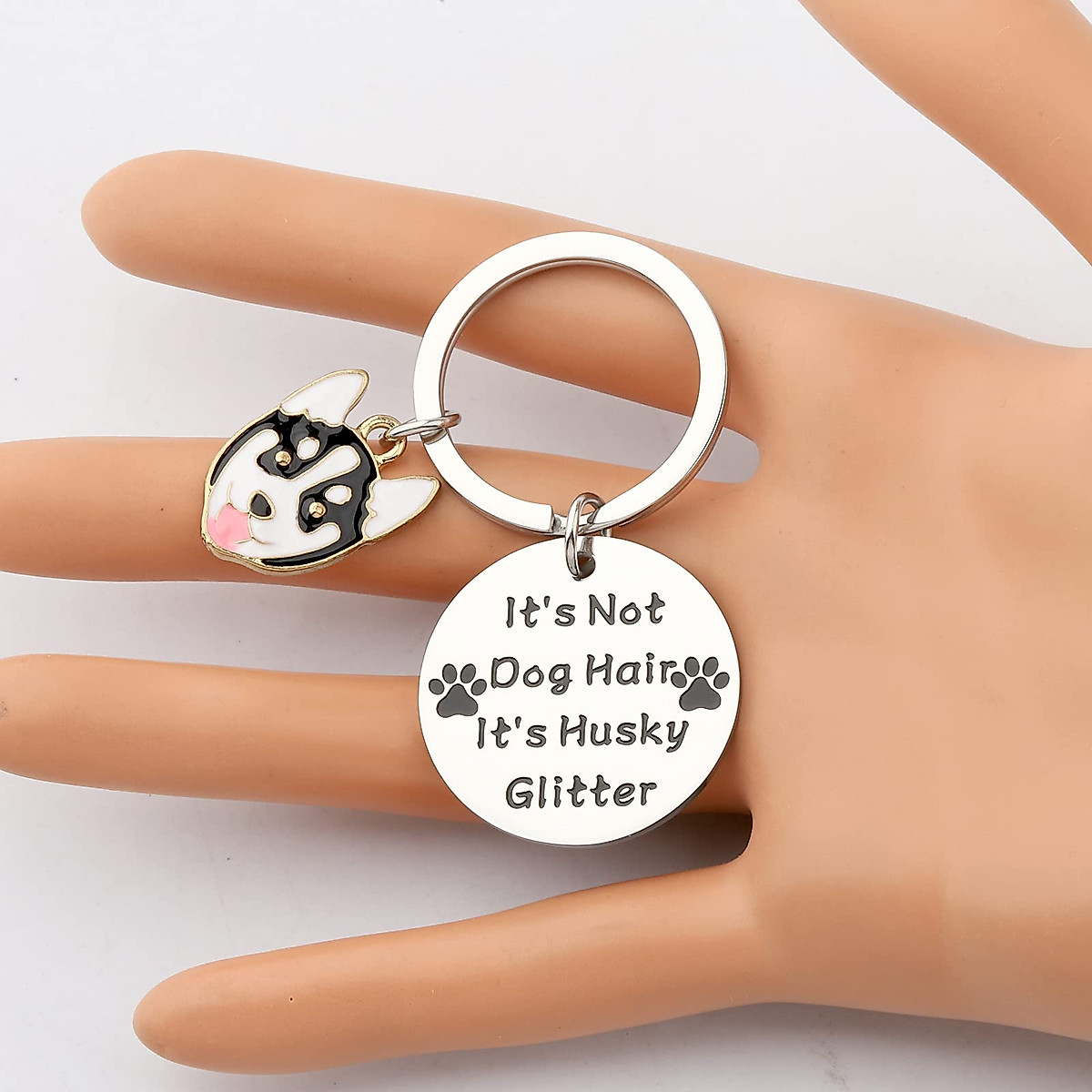 CENWA Husky Keychain Dog Lover Gifts Husky Owner Husky Gifts It's Not Dog Hair It's Husky Glitter Keychain (It's Not Dog K)