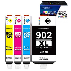 GPC Image Compatible Ink Cartridge Replacement for HP 902XL 902 Ink Cartridges to use with Officejet 6978 6968 6962 6958 6970 6950 6960 Printer Tray (Black, Cyan, Magenta, Yellow, 4 Pack)