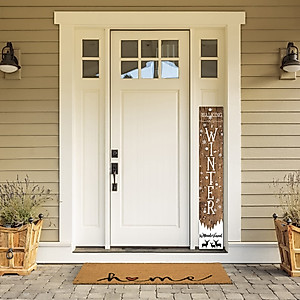 Isaric Winter Decor,Christmas Vertical Porch Sign,8*48Inch Tall Rustic Farmhouse Style Hanging,Walking In A Winter Wonderland Vertical Porch Sign,Front Door, Wall