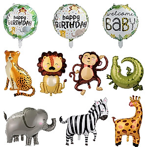 10pcs Jungle Safari Animal Balloons, Giant Safari Balloon Animal Print Balloons Animal Theme Party Balloons for Birthday Party Baby Shower Decorations