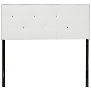 Baxton Studio Dalini Modern and Contemporary Full White Faux Leather Headboard with Faux Crystal Buttons