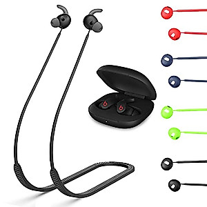 Straps for Beats Fit Pro, Anti-Lost Strap Silicone Necklace Lanyard Compatible with Beats Fit Pro 2021 Accessories Sports Running Holder Connector Cord (Black)
