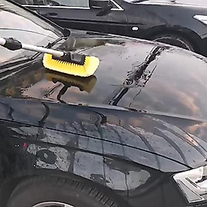 GIANT BEAR 10" Flow-Thru Penta-Level Car Wash Brush Head with Soft Yellow Bristles, Not Hurt Paint Scratch Free Cleaner Tool for Car Rv Truck SUV Deck Home Cleaning.