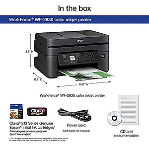 Epson Workforce WF-2830 All-in-One Wireless Color Printer with Scanner, Copier and Fax (Renewed)