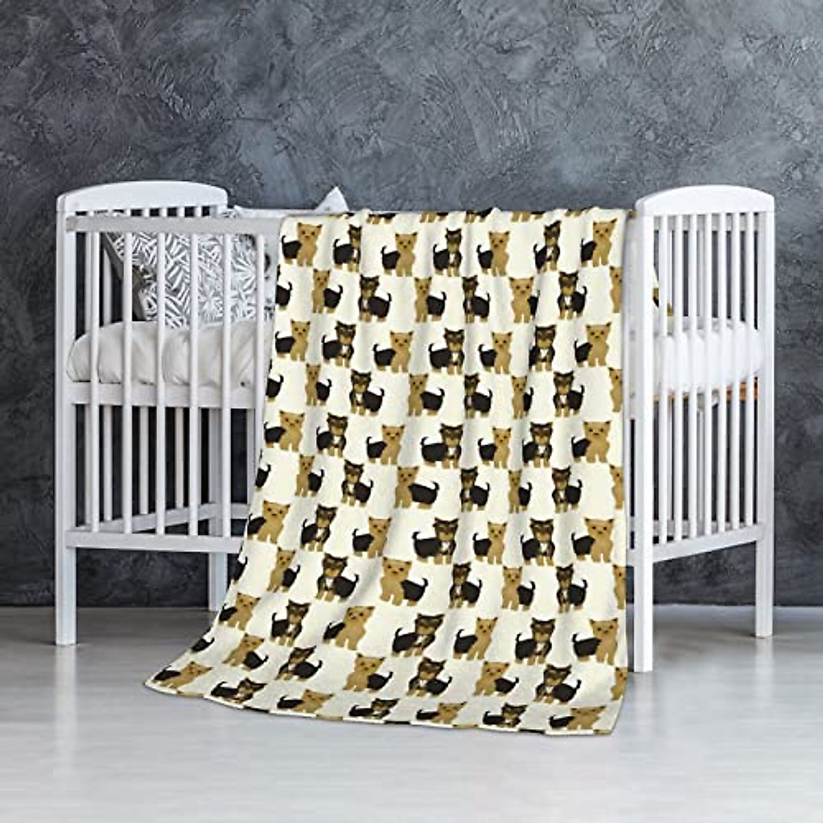 Yorkshire Terrier Cute Yorkie Dog Pet Fleece Blanket - All Season 300GSM Lightweight Plush Fuzzy Cozy Soft Flannel Throw Blanket for Bed Sofa Couch Travel Camping 30x50 inches