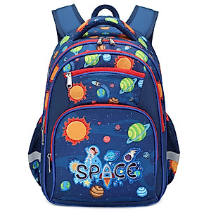 Moonmo School Backpack Kids Bookbag Elementary Preschool Kindergarten Supplies for Boys,16 inch boys school backpack with compartments for 5+ (Blue Space)