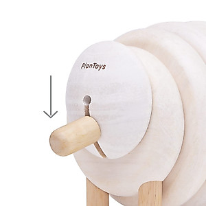 PlanToys Lacing Sheep Wooden Toddler Toys for Color Sequencing with Colored Beads and Matching Different Sized Rings - Lace Together to Build the Sheep