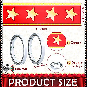 Movie Night Long Red Carpet Table Runner Movie Theme Party Decorations Party Supplies for Movie Night Theme, Wedding, Prom, Movie Special Event, Aisle Indoor Outdoor Decor (24 Inch, 10 Feet)