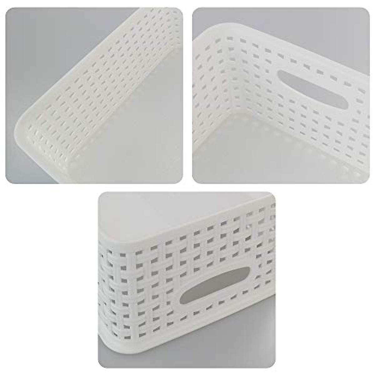 Callyne 6-Pack Woven Plastic Storage Baskets, White