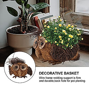 Garneck 1pc Owl Flower Basket Owl Bonsai Pot Rattan Basket Rustic Pots Micro Landscape Pots Wedding Table Centerpiece Animal Flower Outdoor Wall Natural Coco Replacement Liner Coir Plant